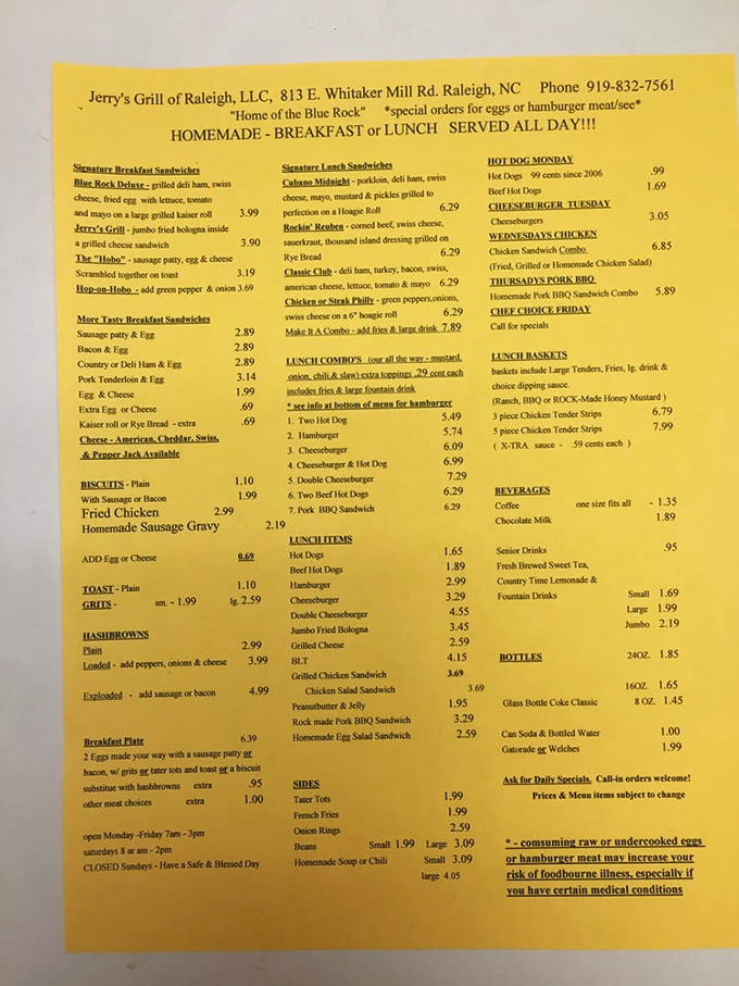 The menu at Jerry's reads like a love letter to American comfort food classics, with those legendary hash browns front and center.