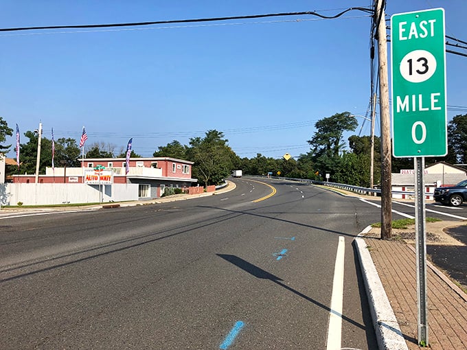 Mile marker zero on Route 13 East—where Jersey adventures begin and GPS anxiety ends. The road less traveled often leads to the best discoveries.