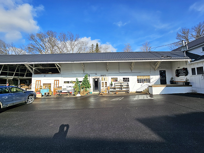 Sister Salvage & Soles occupies a beautifully repurposed building where vintage treasures await. One person's discarded barn door is another's statement piece!