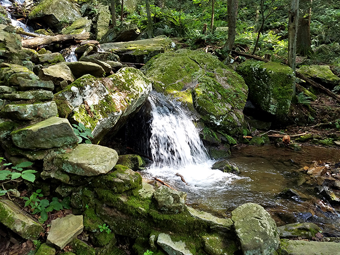Nature's version of a spa day - this petite waterfall has been smoothing rough edges off rocks for thousands of years.
