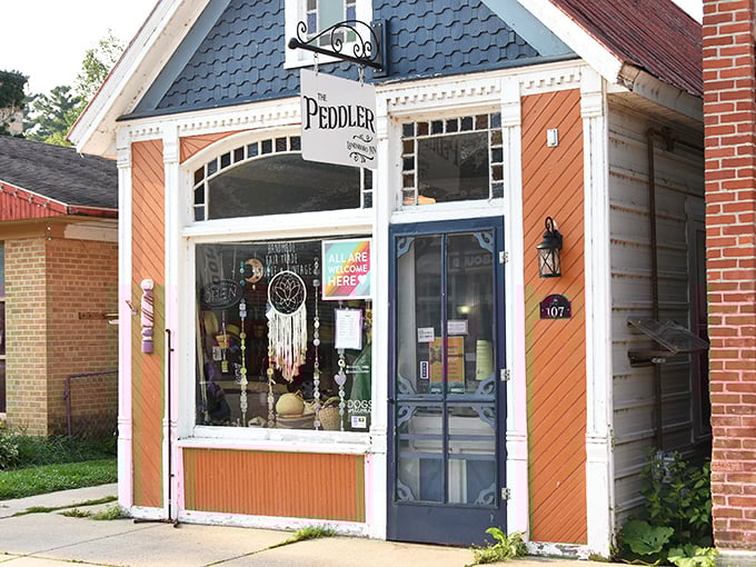 The Peddler's charming storefront promises treasures within—like finding your grandmother's attic if your grandmother had impeccable taste and a flair for the whimsical.