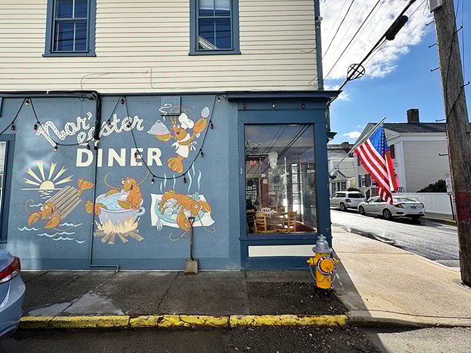 The whimsical mural at Noah's Diner promises seafood with a side of local character &ndash; lobsters that practically dance onto your plate.