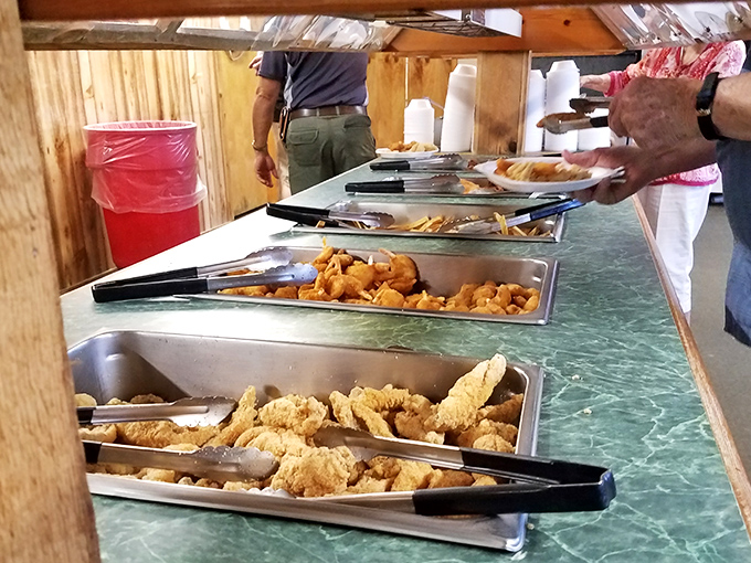 The buffet line at BG's Catch isn't just a meal&mdash;it's a golden-fried gauntlet of temptation that tests even the strongest willpower.