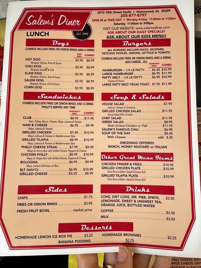 A menu that doesn't need fancy fonts or pretentious descriptions&mdash;just honest food that speaks for itself. The Salem Dog alone is worth the drive.