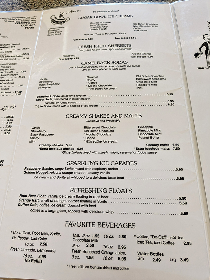 The menu reads like a greatest hits album of American dessert classics—no molecular gastronomy, just honest-to-goodness ice cream perfection.