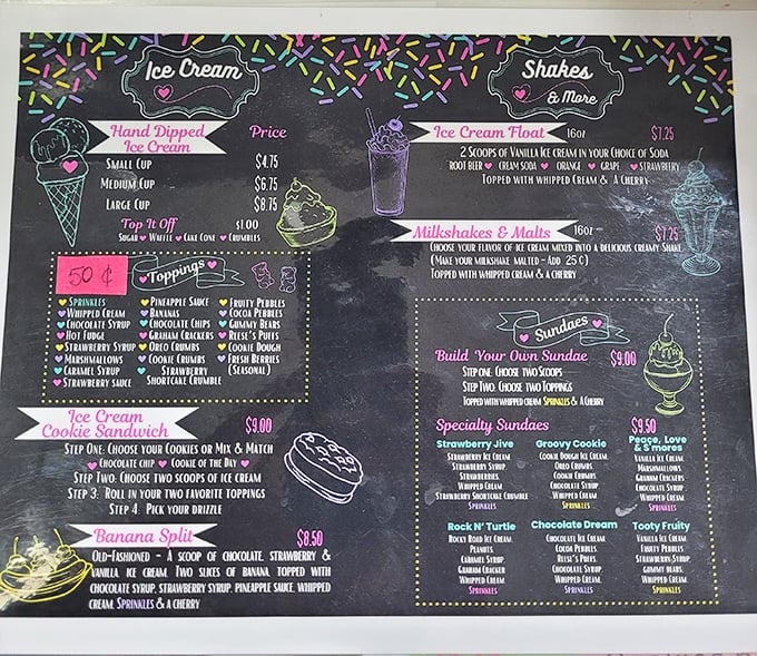 This menu isn't just offering desserts—it's presenting life choices. Each option more tempting than the last.