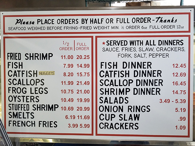This menu board is Chicago's seafood treasure map. The simplicity belies the culinary magic happening behind the counter.