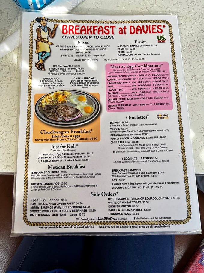 This isn't just a menu &ndash; it's a roadmap to happiness, with the legendary Chuckwagon Breakfast calling your name.