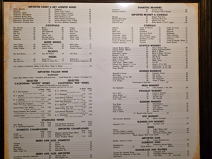 This vintage menu isn't a prop&mdash;it's a time capsule of cocktails and spirits that would make Don Draper weep with joy.