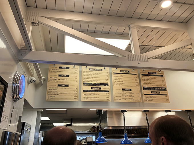 Life's big decisions happen at this menu board. Will it be the legendary fried clams or the Lake Erie perch? Spoiler alert: there are no wrong choices here.