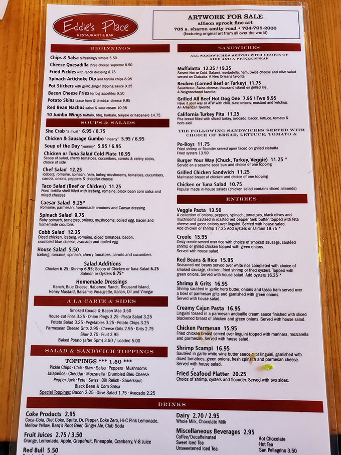 This menu isn't just a list of food&mdash;it's a roadmap to happiness. Each section promises a different kind of comfort, from "Beginnings" to that perfect sandwich.