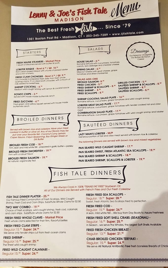 A menu that reads like a love letter to the Atlantic – decades of seafood expertise distilled into perfectly prepared classics since 1979.