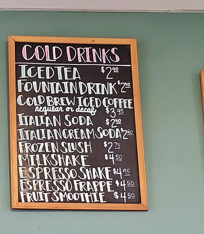 The drink menu board&mdash;where the hardest relationship question becomes "Am I an Italian Cream Soda person or an Espresso Frappe devotee?"