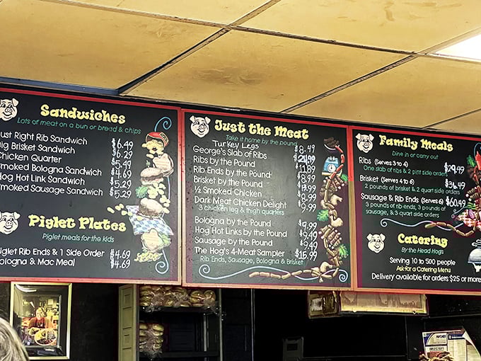 When a menu board features "Piglet Plates," you know you're dealing with folks who take their barbecue seriously but themselves? Not so much.