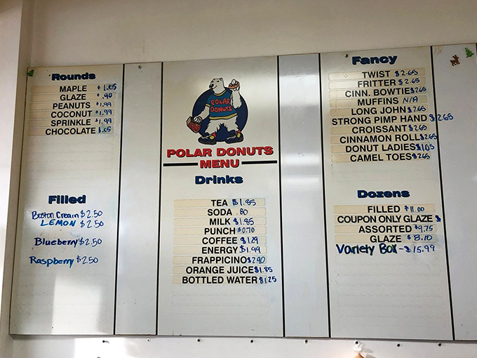 A menu that speaks volumes without pretension. The "Strong Pimp Hand" and "Camel Toes" prove creativity extends beyond the kitchen.