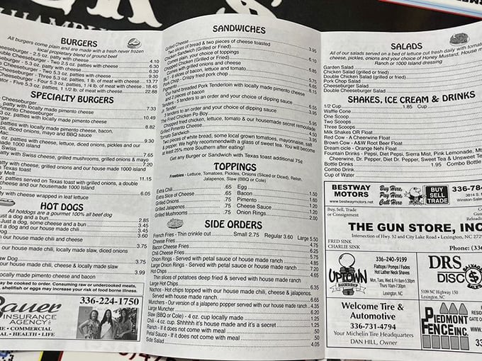 This menu isn't trying to impress you with fancy descriptions; it's promising honest food that speaks for itself.