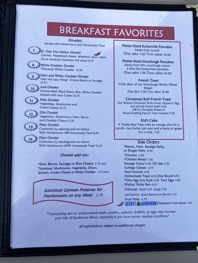 The breakfast menu reads like poetry to hungry souls&mdash;each omelet a promise, each pancake a possibility, and that cinnamon roll French toast? Pure genius. 