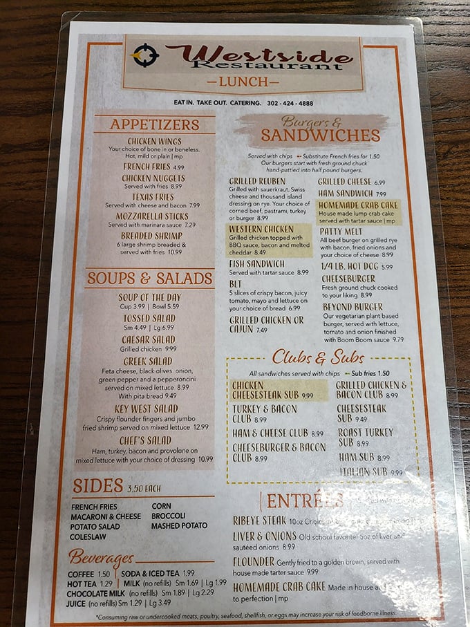 A menu that reads like a love letter to comfort food. No molecular gastronomy here, just the classics done right.