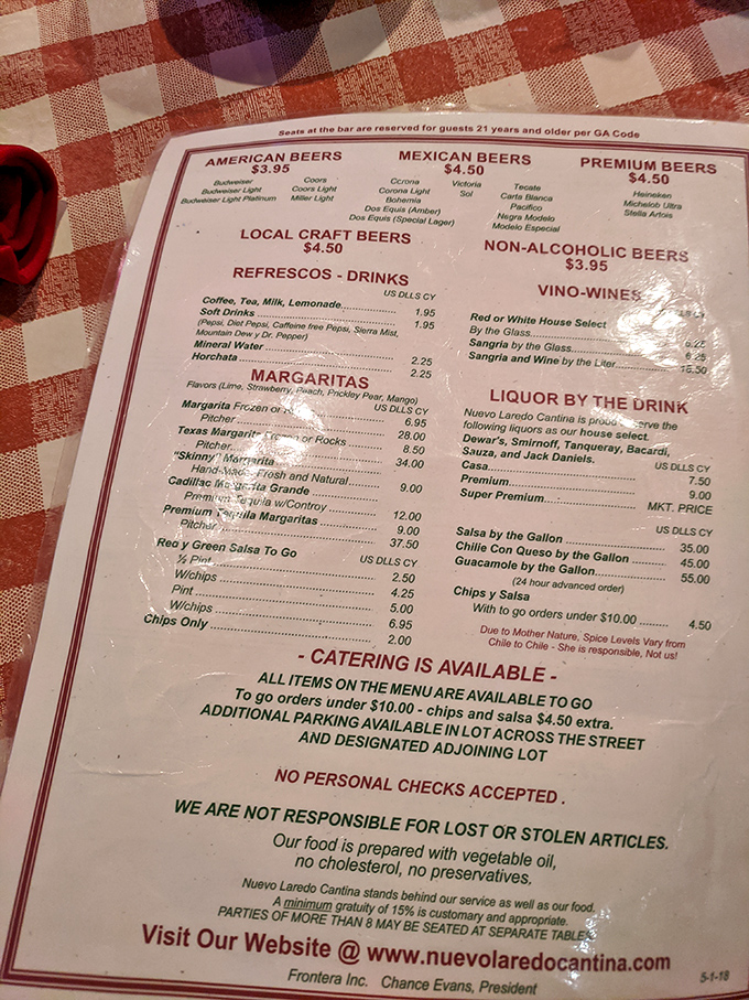The menu reads like a love letter to Mexican cuisine. No fancy descriptors needed&mdash;just straightforward promises of flavor that have kept Atlantans coming back for decades.