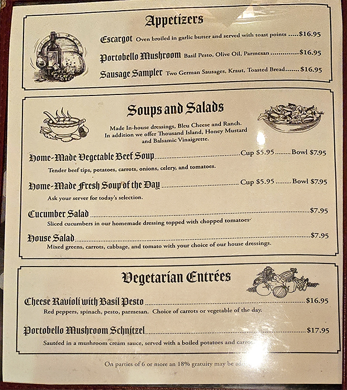 The menu reads like a love letter to German cuisine, with each dish promising the kind of comfort food that transcends language barriers.