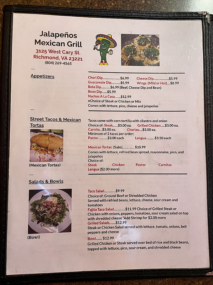 This menu reads like a love letter to authentic Mexican cuisine, with each dish promising a mini vacation south of the border.