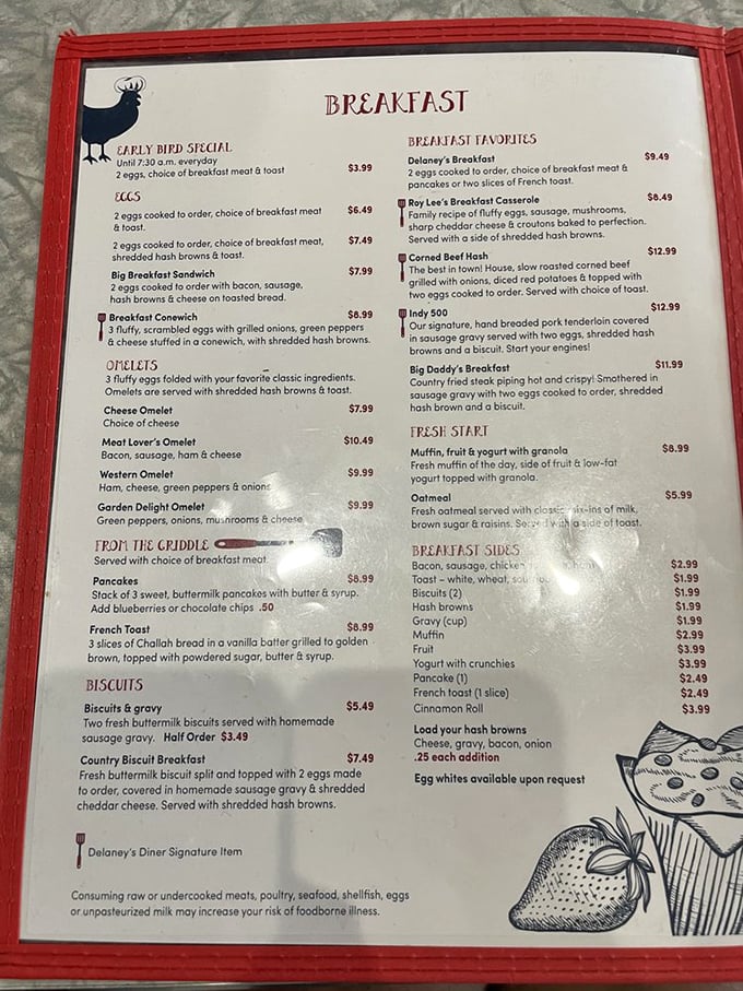 A menu packed with comfort classics &ndash; from Big Daddy's Breakfast to Roy Lee's Breakfast Casserole. Decisions, decisions!