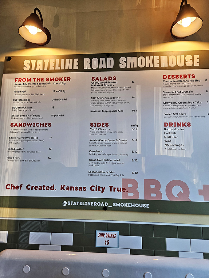 This menu isn't just reading material&mdash;it's a roadmap to happiness with "Kansas City True" as your final destination.