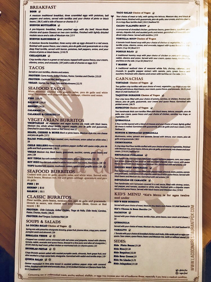 This menu isn't just extensive&mdash;it's a roadmap to happiness. Each section promises a different kind of culinary bliss. 