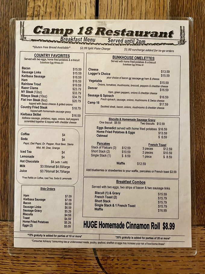 The breakfast menu reads like a love letter to morning indulgence&mdash;where "huge" isn't just a description, it's a solemn promise.