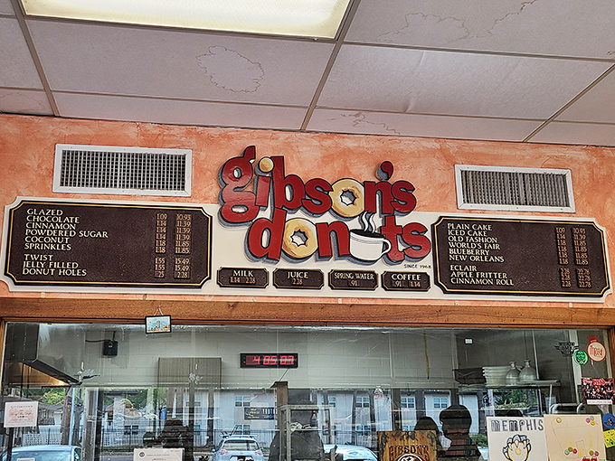 The menu board speaks a language all donut enthusiasts understand &ndash; a roadmap to happiness spelled out in glazed, powdered, and filled varieties.