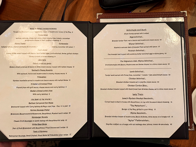 The menu reads like a love letter to German cuisine&mdash;each item promising the kind of comfort food that makes you want to yodel with joy.