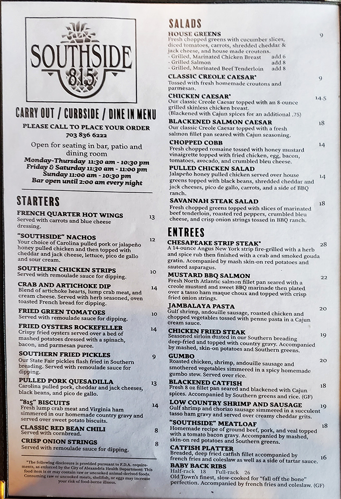 A menu that reads like a love letter to Southern cuisine&mdash;each description promising comfort food that hugs your soul.