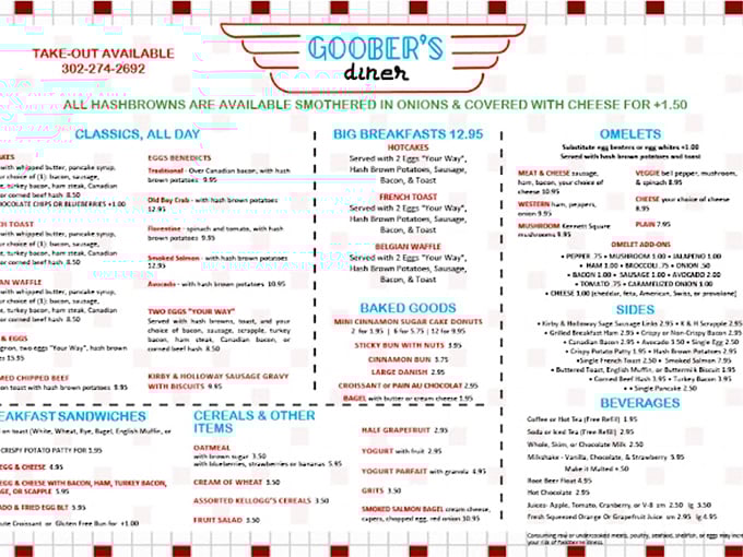 The menu at Goobers doesn't need fancy fonts or pretentious descriptions&mdash;just honest food with the promise that hash browns can (and should) be smothered in cheese.