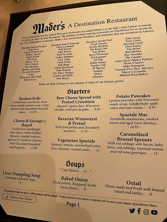 When your menu doubles as a celebrity name-dropping session, you know you're somewhere special. Presidents, rock stars, and comedians can't all be wrong!