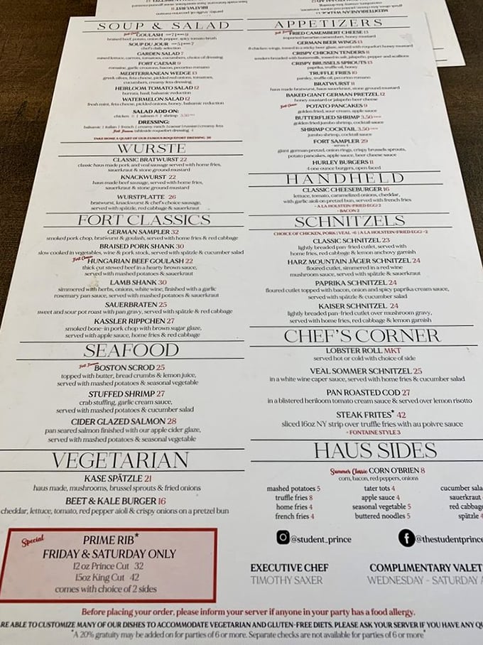 The menu reads like a love letter to German cuisine&mdash;schnitzels, wurste, and sauerbraten sharing space with that legendary baked giant pretzel.