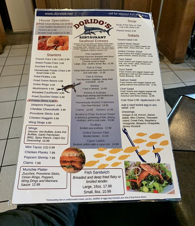 This menu isn't just a list of options&mdash;it's a treasure map where X marks the fish sandwich. Choose your adventure wisely!