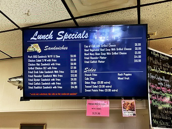 That menu board tells you everything you need to know &ndash; this is a place serious about its fish. Notice how the seafood options dominate? That's no accident, folks.