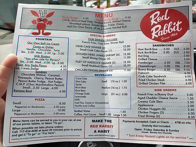 A menu where indecision is the only real problem. The Bunny Burger beckons, but those crab cakes are singing a siren song of seafood temptation. 