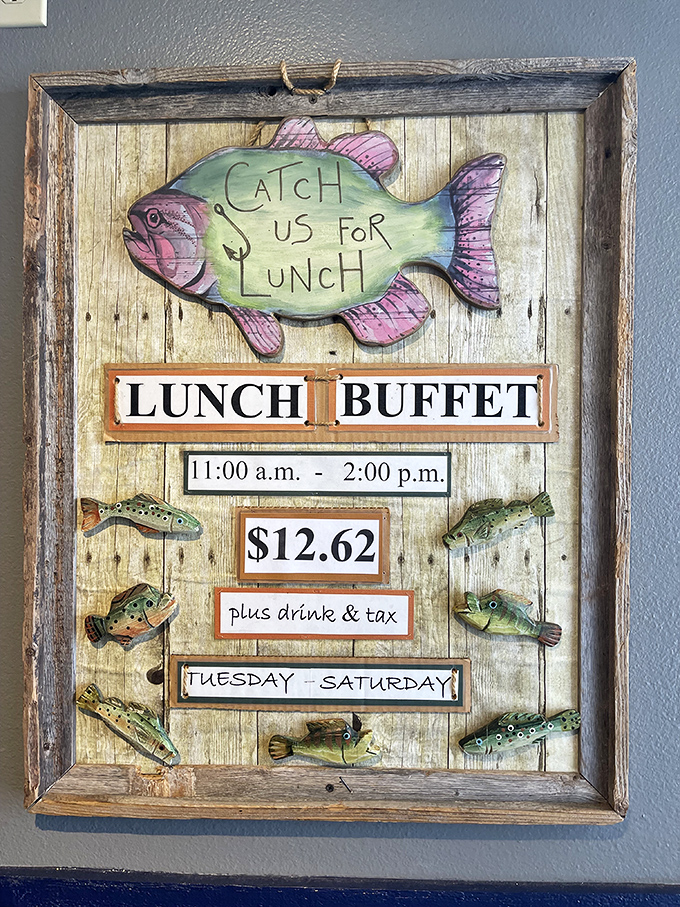 "Catch Us For Lunch" isn't just cute wordplay&mdash;it's the best advice you'll get all day. Tuesday through Saturday, this buffet is calling your name.