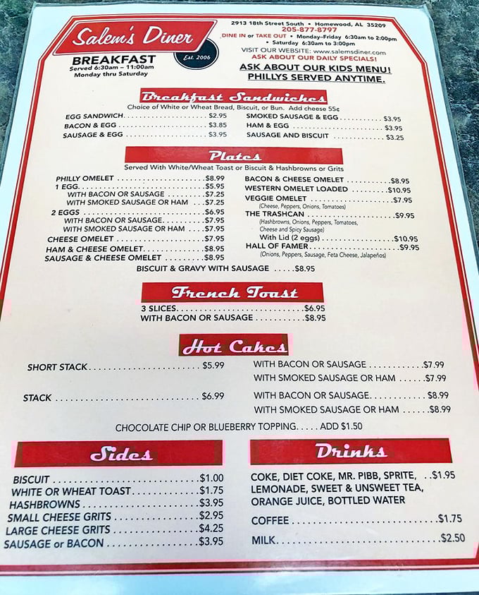 This menu isn't just a list of food&mdash;it's a roadmap to happiness. The Trashcan Omelet isn't what it sounds like, unless "delicious" is what you heard.