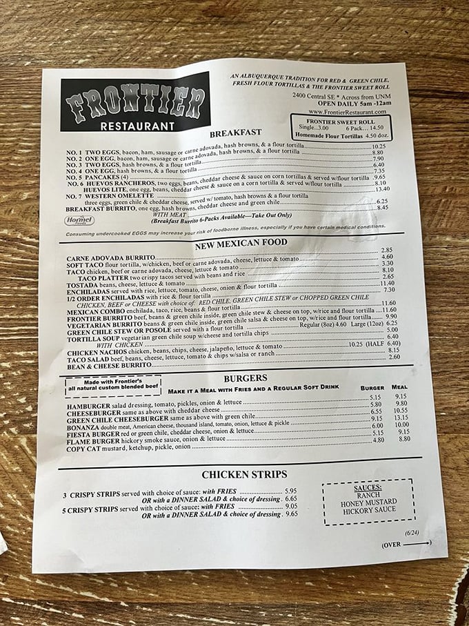 This menu isn't just a list of food—it's a roadmap to happiness. The sweet rolls alone have probably prevented several existential crises.