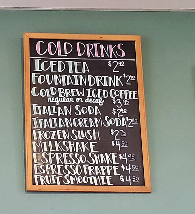 The handwritten drink menu board &ndash; where decisions are made, budgets are contemplated, and caffeine dreams come true.