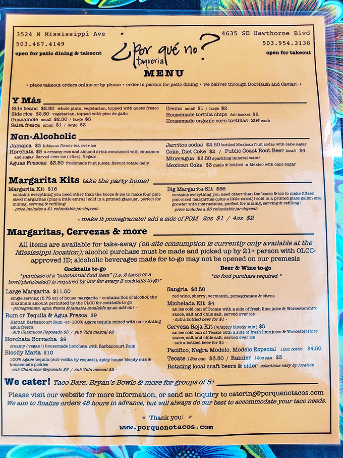 The menu reads like a love letter to Mexican street food. Pro tip: everything is good, so close your eyes and point. 