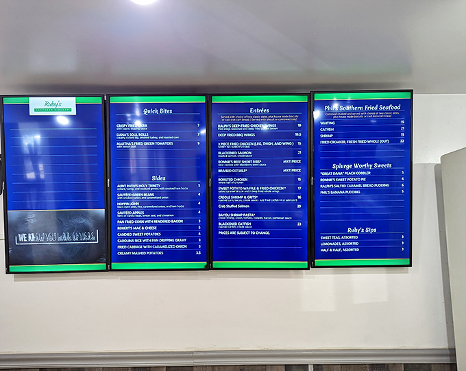 This isn't just a menu&mdash;it's a roadmap to happiness. Each digital panel represents a different neighborhood in Flavor Town.