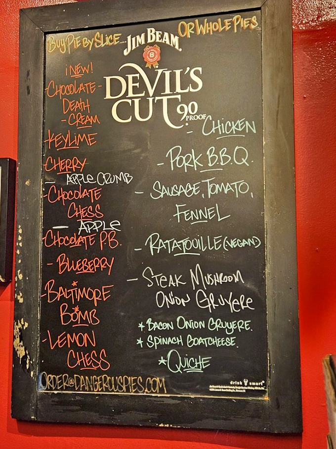 The chalkboard menu reads like a love letter to possibility. From key lime to Baltimore Bomb, each option promises a different kind of happiness.