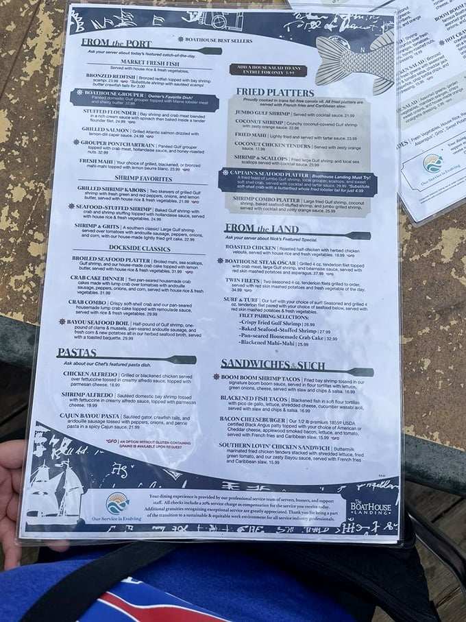 The menu reads like a love letter to Gulf Coast seafood&mdash;each description promising flavors that'll transport you straight to coastal paradise.