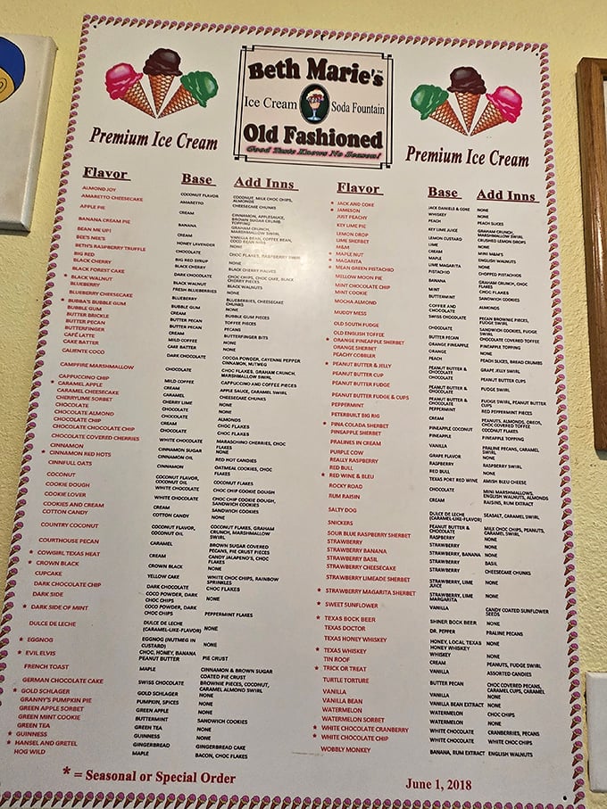 The menu board at Beth Marie's isn't just a list&mdash;it's a novel of frozen possibilities with over 100 flavor adventures.