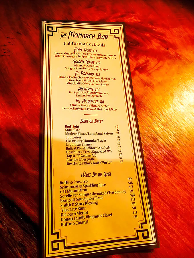 The Monarch Bar's menu reads like a love letter to California, with cocktails named after historic landmarks and local ingredients taking center stage.