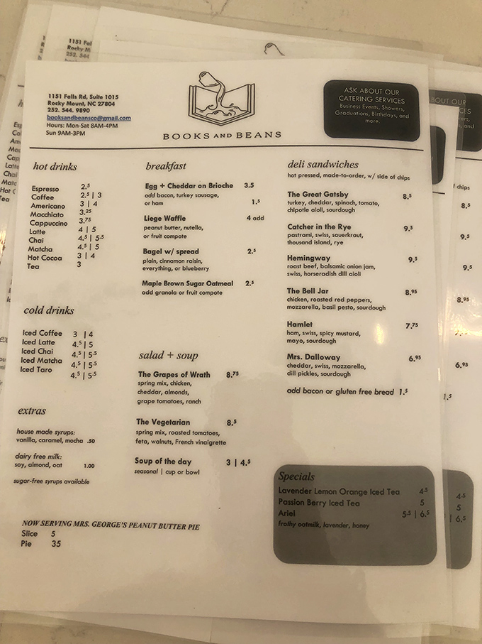 A menu where literary classics become sandwiches? Gatsby would approve of this level of reinvention.