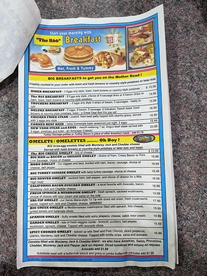 This isn't just a menu; it's a roadmap to comfort food paradise. "Oh Boy!" is right&mdash;those omelets deserve their own enthusiastic introduction!